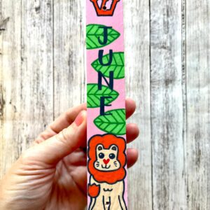 Personalized Lion Mezuzah, Hand Painted Wood Scroll Case, Jewish Hebrew Baby Naming, Birthday Nursery, Gift for Bris, Brit Milah