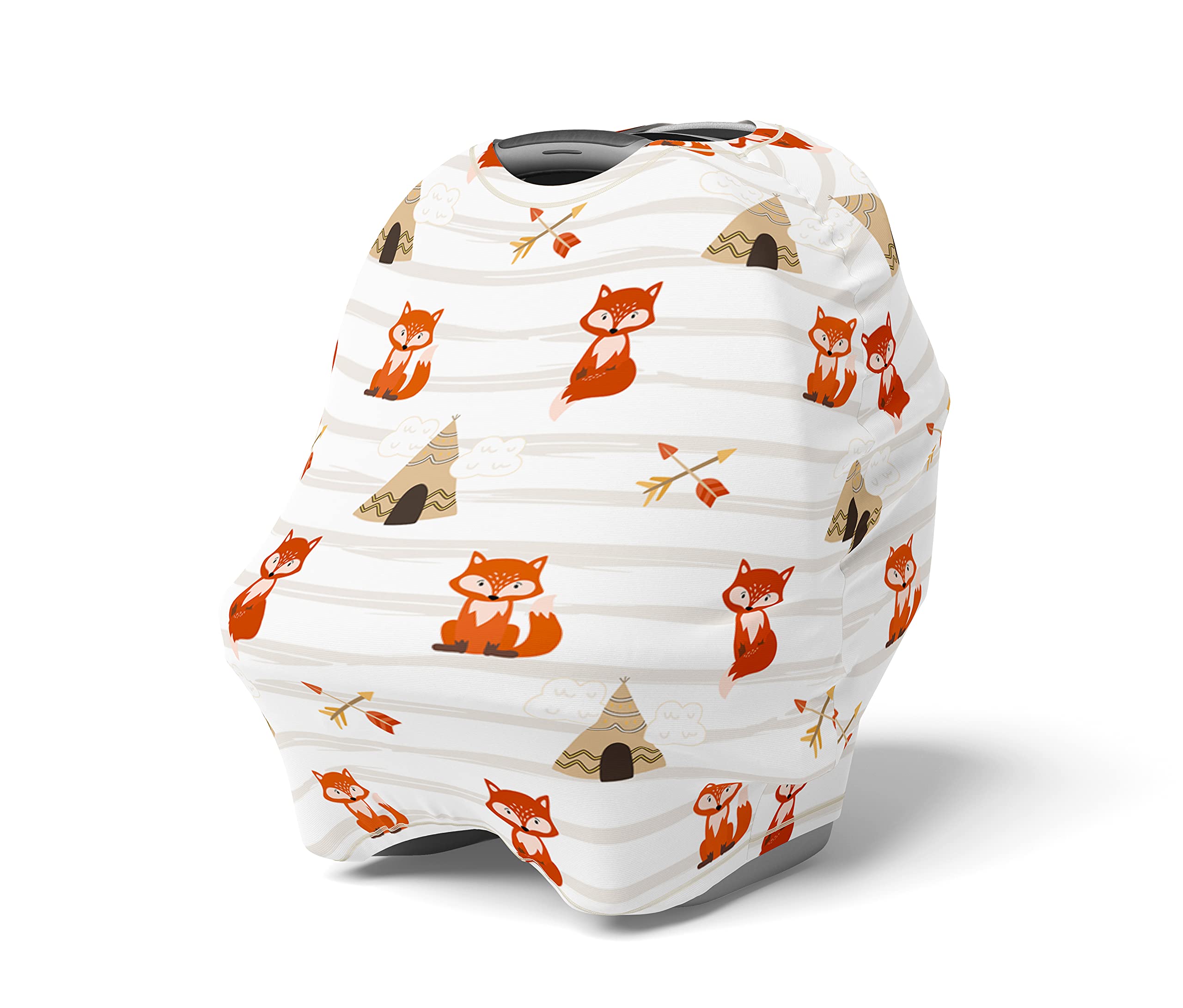 Stretchy Multi Use Cover Car Seat Canopy Woodland Teepee Fox Nursing Cover Shopping Cart Baby Cover