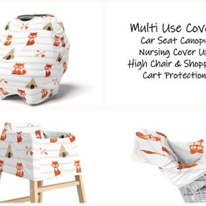 Stretchy Multi Use Cover Car Seat Canopy Woodland Teepee Fox Nursing Cover Shopping Cart Baby Cover