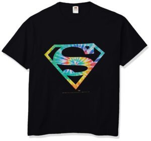 warner bros men's superman tye dye, black, medium