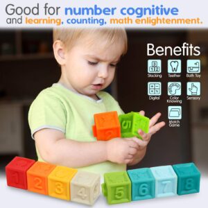 Baby Blocks&Balls 6 to 12 Months and Up Soft Building Stacking Block 18Pack,StackingToys for Toddlers, Sensory Montessori Teething Toy forInfant Boys & Girls with Numbers Animals Shapes Textures.