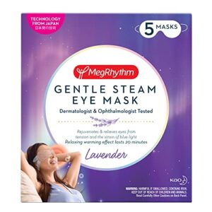 megrhythm by kao gentle steam eye mask, lavender, rejuvenates eyes, reduces the look of puffy eyes, dermatologist and ophthalmologist tested, 5 count