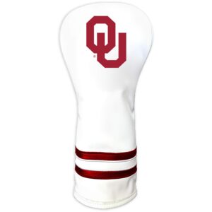 team golf ncaa oklahoma sooners white vintage fairway head cover white vintage fairway golf club headcover, form fitting design, retro design