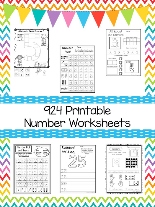 924 Printable Number Worksheets