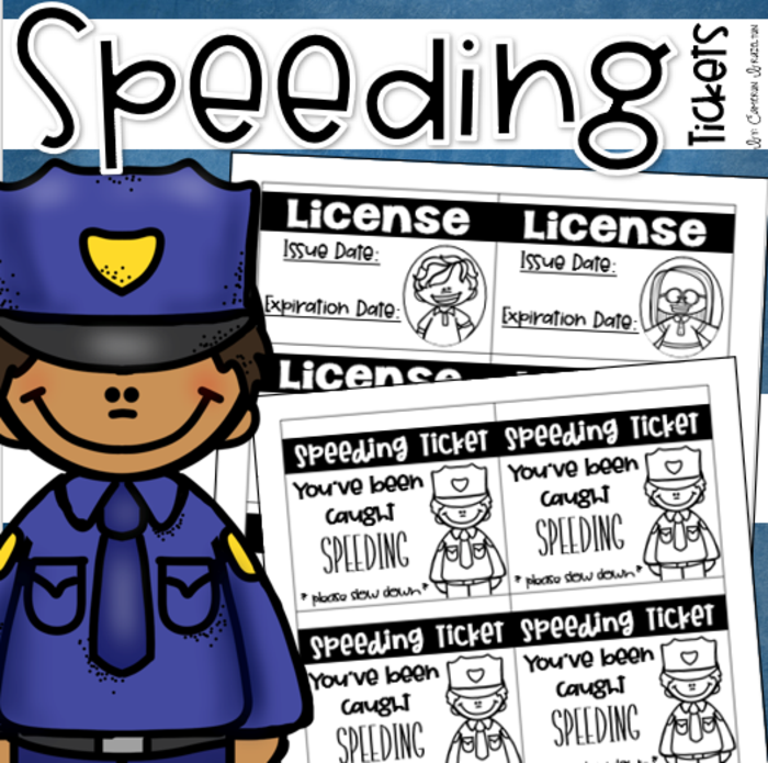 Speeding Tickets License and Forms for Classroom Management