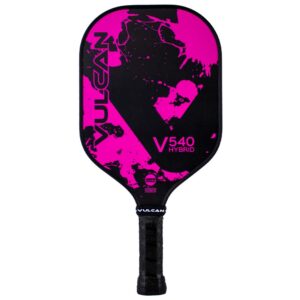 vulcan | v540 pickleball paddle | hybrid performance | polypropylene core - carbon fiber surface | usap approved | pink splatter