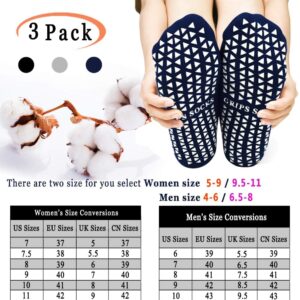 Tphon Non Slip Anti Skid Socks with Grips for Yoga Pilates Barre Fitness, Hospital Home Sticky Slipper Socks for Women Men (3 Pairs)