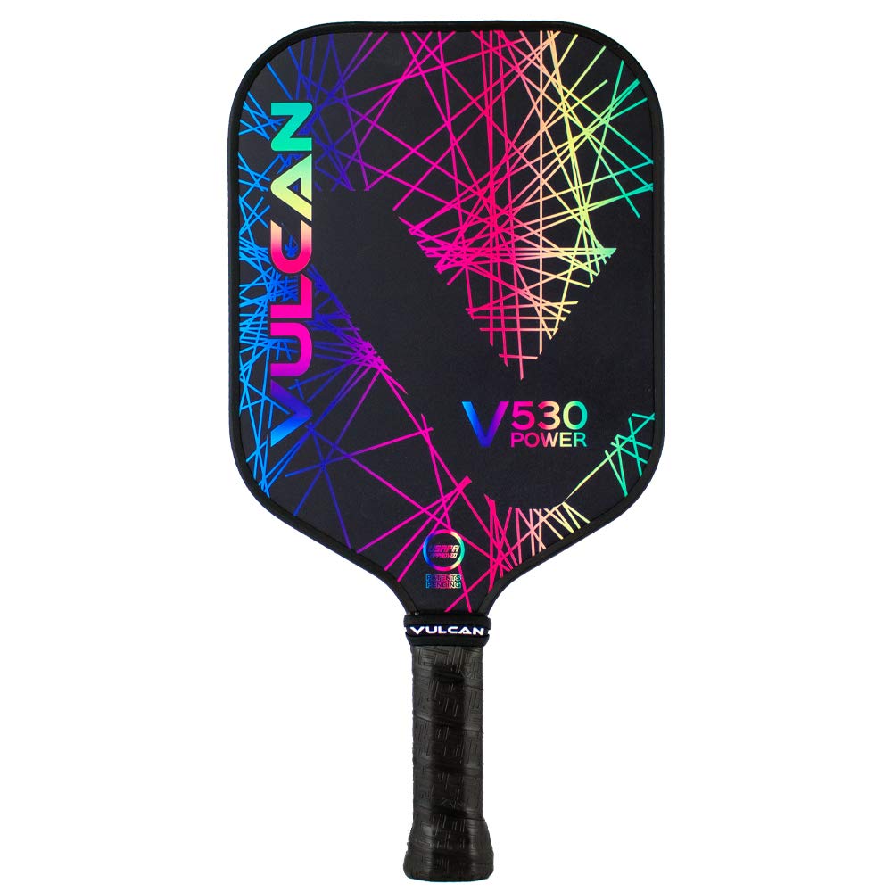 Vulcan | V530 Pickleball Paddle | Power Performance | Polypropylene Core - Carbon Fiber Surface | USAP Approved | Rainbow Lazer