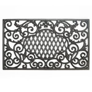 sungmor heavy duty cast iron doormat - 61cm/24in. large rectangle front door mat - non-slip outside mat shoe scraper - vintage clouds & vine design decorative entrance mats for home garden patio