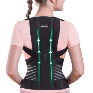 omples posture corrector for women and men thoracic back brace straightener shoulder upright support trainer for body correction and neck pain relief, medium (waist 34-39 inch)