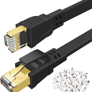 DEEGO Cat 8 Ethernet Cable 100 FT, High Speed Flat Network Cable Shielded with Gold Plated RJ45 Connector, 30AWG LAN Gaming Ethernet Cable 40Gbps 2000MHz for PS4, PS5, Ethernet Switch, Router, Modem