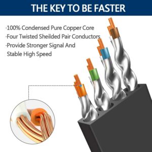 DEEGO Cat 8 Ethernet Cable 100 FT, High Speed Flat Network Cable Shielded with Gold Plated RJ45 Connector, 30AWG LAN Gaming Ethernet Cable 40Gbps 2000MHz for PS4, PS5, Ethernet Switch, Router, Modem