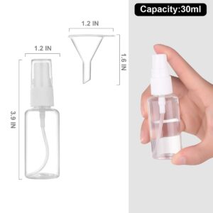 Spray Bottle, 1oz/30ml Small Plastic Fine Mist Spray Bottles, Mini Empty Travel Bottles with Funnels and Labels 6 Pack