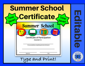 summer school certificate academic theme