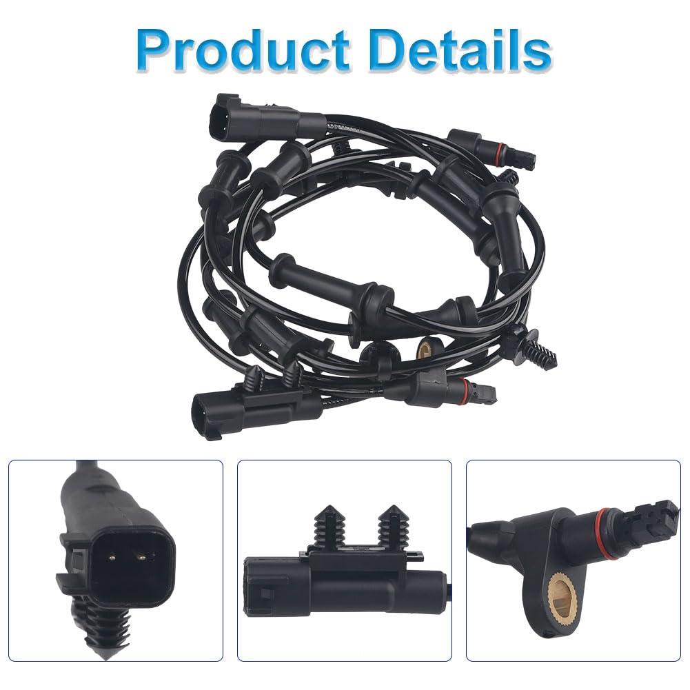 WMPHE 2 Pcs ABS Wheel Speed Sensor Compatible with Jeep Wrangler 3.6L 3.8L 2007 2008 2009 2010 2011 2012 2013 2014 2015 2016 2017, Replacement for 68003281AC 68003281AA, Front Left & Right ABS Sensors