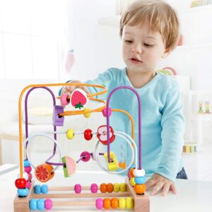 Lewo Bead Maze Wooden Baby Toddler Toys Roller Coaster Abacus Preschool Educational Toys Birthday Gifts for Toddlers Kids Boys Girls