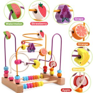 Lewo Bead Maze Wooden Baby Toddler Toys Roller Coaster Abacus Preschool Educational Toys Birthday Gifts for Toddlers Kids Boys Girls