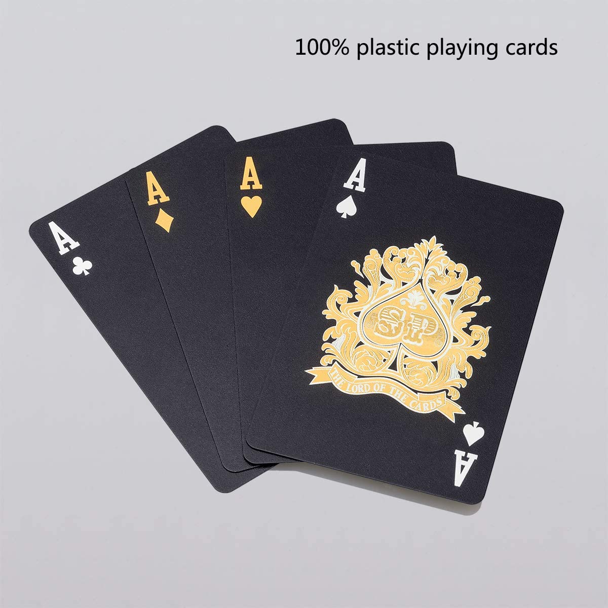 ACELION Waterproof Playing Cards, Plastic Playing Cards, Deck of Cards, Gift Poker Cards (Black Diamond Cards)