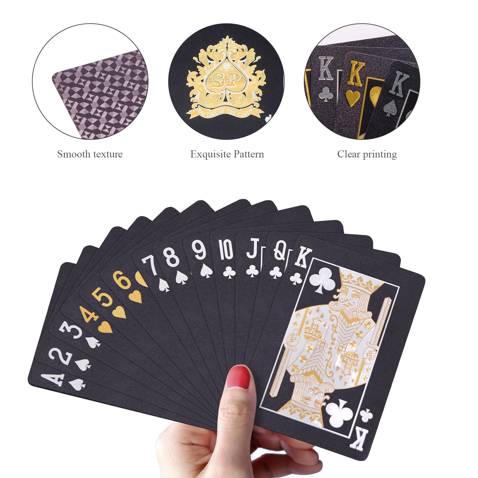 ACELION Waterproof Playing Cards, Plastic Playing Cards, Deck of Cards, Gift Poker Cards (Black Diamond Cards)