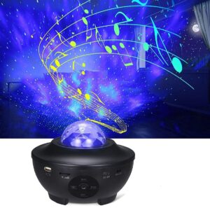 star night light projector, tom-shine ocean wave/led nebula cloud projector, bluetooth music speaker/timer/sound activate/remote control for baby kids gifts bedroom decor party wedding (black)