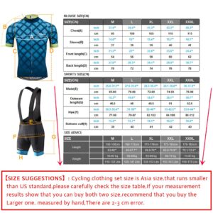 PHTXOLUE Cycling Kit Men Cycling Jersey Set Cycling Bib Shorts Bicycle Jersey Shirts Outfit Uniform Clothes (Black Blue-1, Medium)