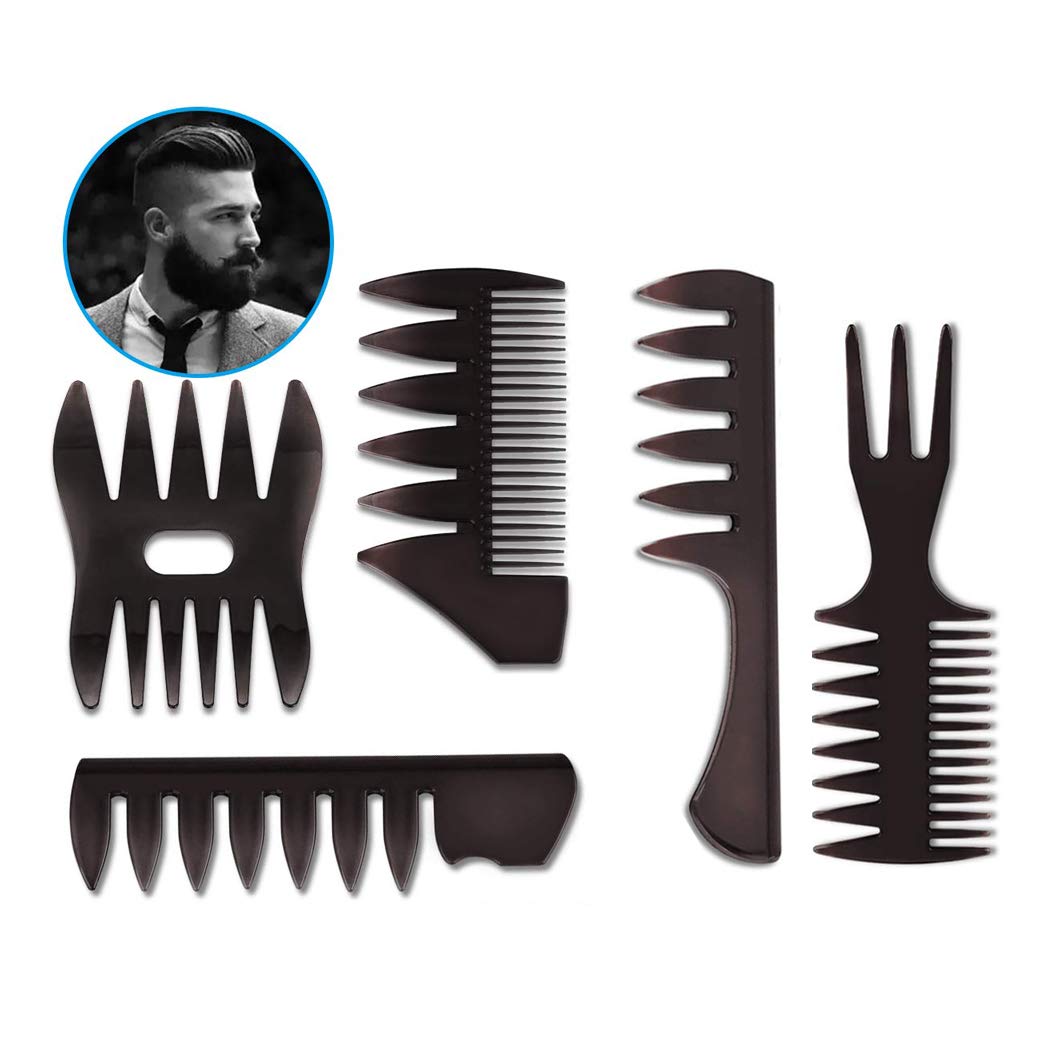 5 Pcs Professional Styling Comb Set, Styling Combs, Wide Tooth Hair Comb, Double Sided Hair Combs, Shaping & Teasing Wet Comb Tools Anti Static Hair Comb for Men Boys