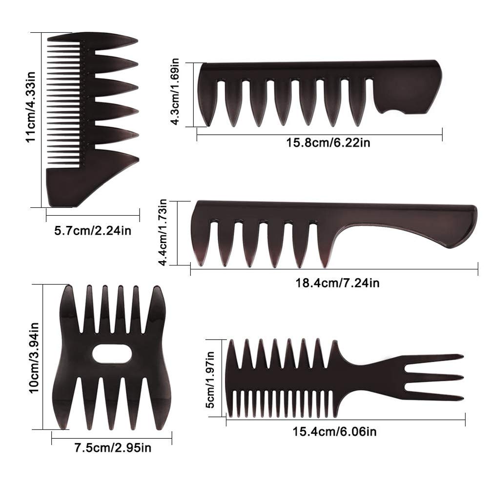 5 Pcs Professional Styling Comb Set, Styling Combs, Wide Tooth Hair Comb, Double Sided Hair Combs, Shaping & Teasing Wet Comb Tools Anti Static Hair Comb for Men Boys