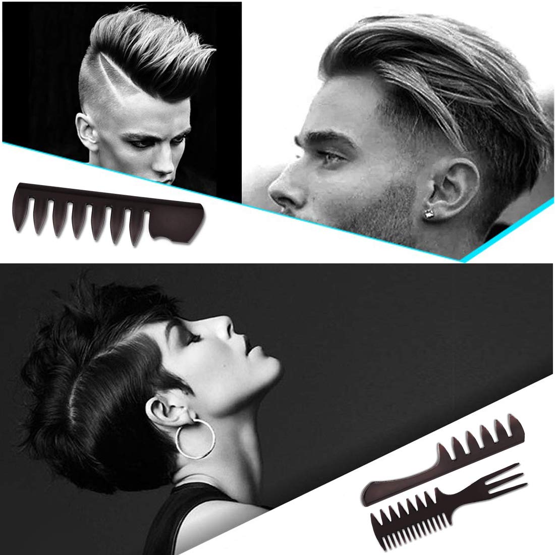 5 Pcs Professional Styling Comb Set, Styling Combs, Wide Tooth Hair Comb, Double Sided Hair Combs, Shaping & Teasing Wet Comb Tools Anti Static Hair Comb for Men Boys