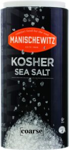 manischewitz premium kosher salt, coarse sea salt, 16oz (1 pound) easy pour canister, product of italy, pure mediterranean sea salt. the perfect salt grinder refill!