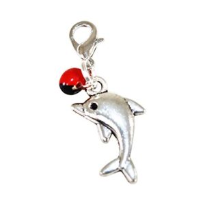 evelyn brooks designs peruvian gift sealife dolphin good luck silver pendant charm(1” x 0.4”)- symbol of protection, prosperity, love & good luck