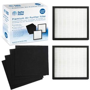 fette filter - wk01234qpc filter kit compatible with oreck airvantage wk10002qpc/airvantage plus pet wk10052qpc air purifier - contains 2 true hepa + 4 carbon pre filters