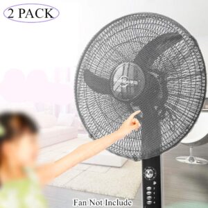 2 Pack - 18" Fan Safety Protection Cover,Kid Children Baby Finger Protect Fan Net Guard,Washable Pedestal Fan Dustproof Cover,Summer Home Fan Safety Dust Cover,Perfect for Parents of Toddlers (Black)