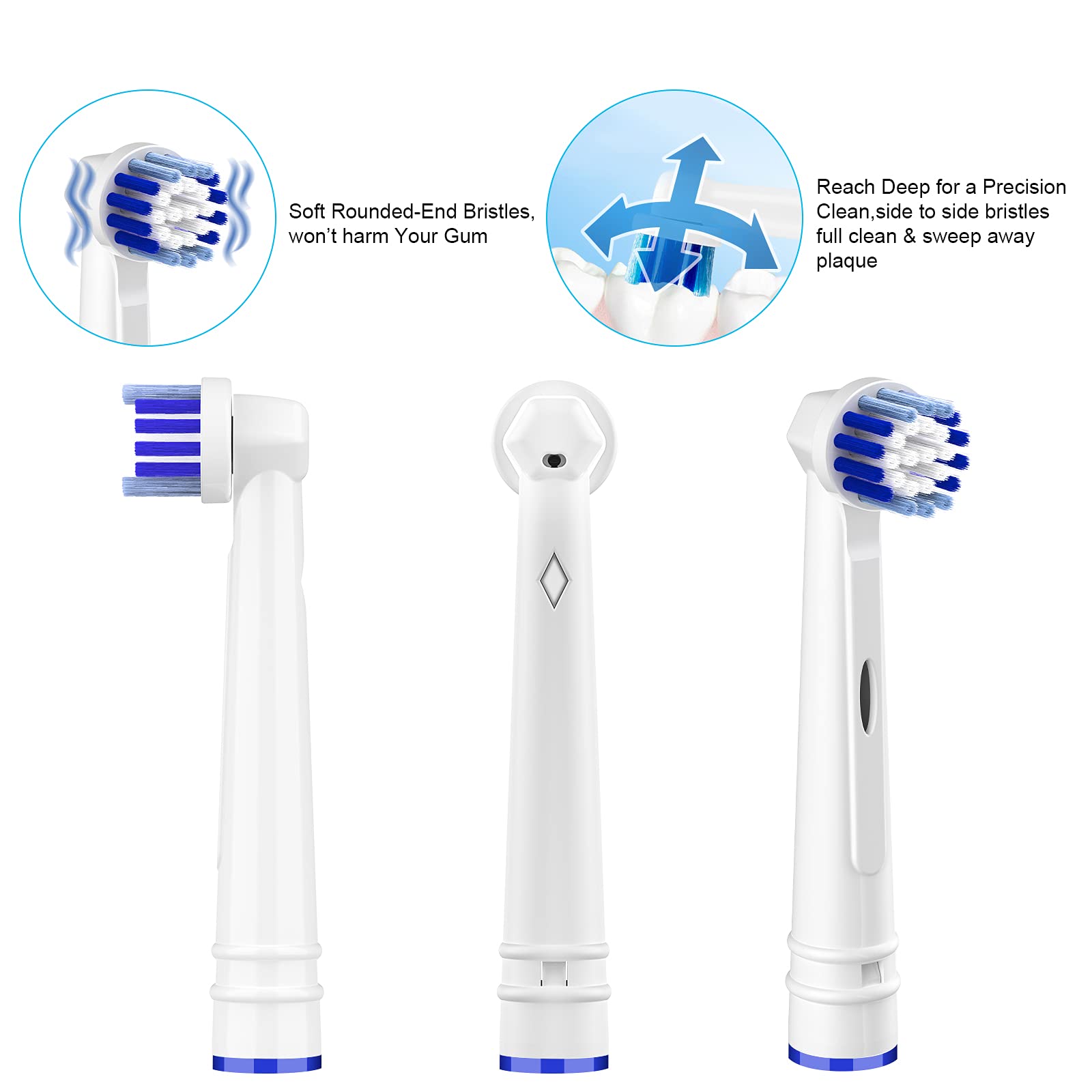 Replacement Toothbrush Heads Compatible with Oral B Braun,8 Pack Professional Electric Toothbrush Heads Brush Heads Refill for Oral-B 7000/Pro 1000/9600/ 500/3000/8000