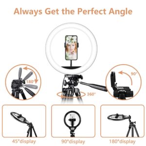 10" Selfie Ring Light with Stand and Phone Holder, SUMCOO Dimmable Beauty Ring Light with Tripod for Live Streaming/Makeup/YouTube Video, Compatible with iPhone & Android Phone