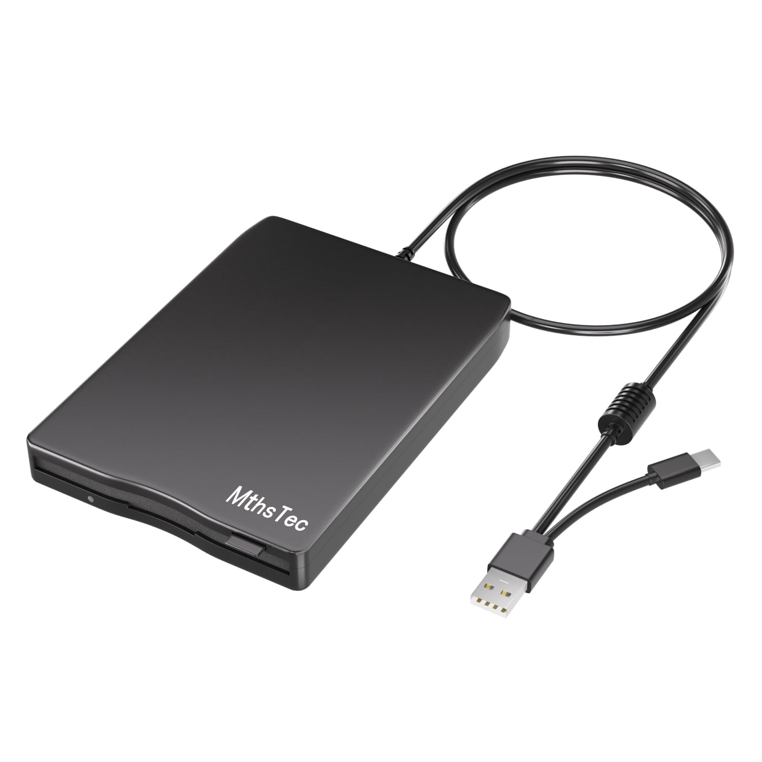 MthsTec USB Floppy Drive, 3.5" USB External Floppy Disk Drive 1.44 MB Slim Plug and Play FDD Drive for PC Windows 2000/XP/Vista/Windows 7/8/10/Mac(Black)