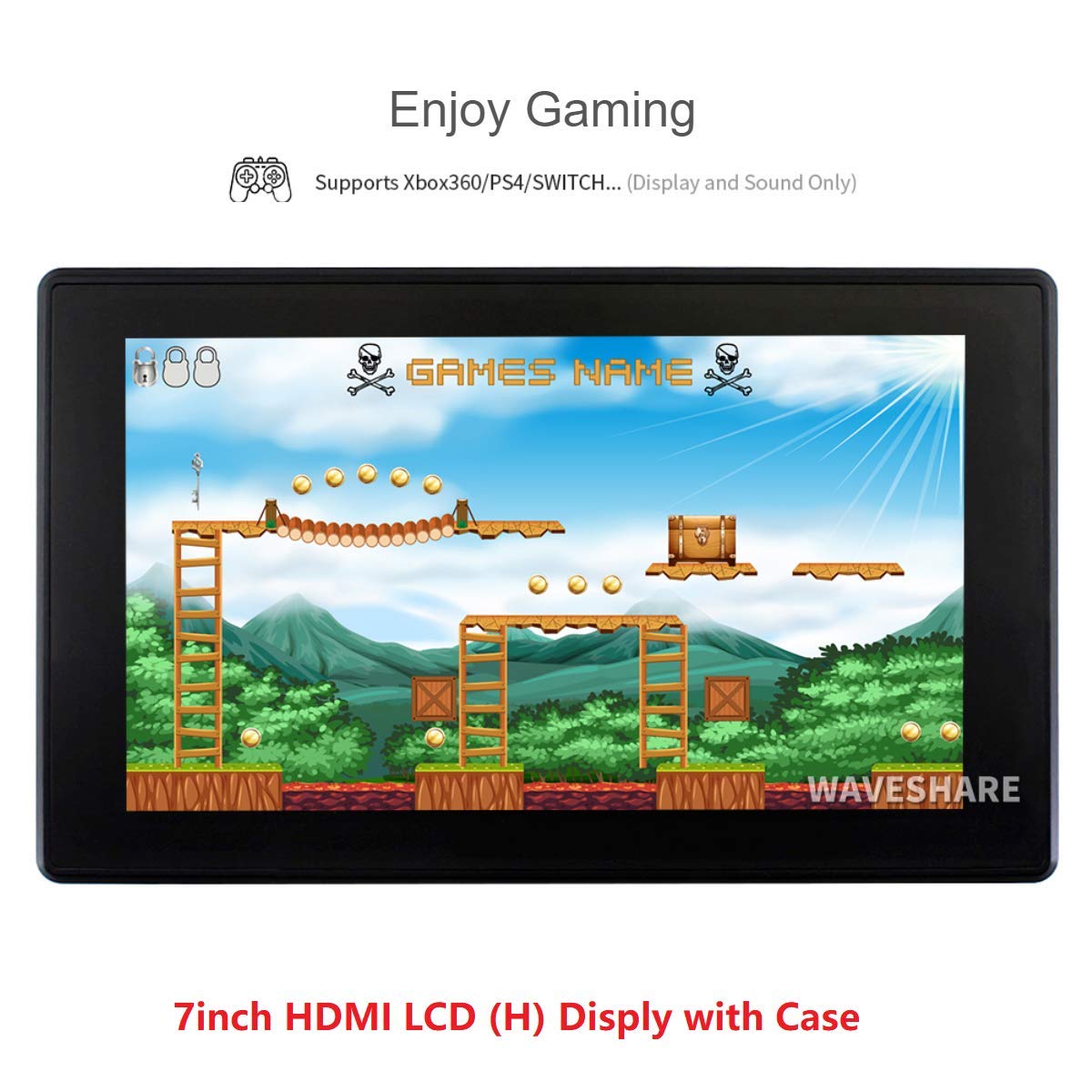 7inch HDMI LCD (H) (with case) 1024x600 Capacitive Touch Screen IPS Display HDMI Monitor with Toughened Glass Cover Case for Raspberry Pi 4/3/2/1 B B+ A+/Jetson Nano/Windows 10