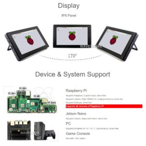 7inch HDMI LCD (H) Display Capacitive Touch Screen 1024x600 IPS LCD HDMI Module Compatible with Raspberry Pi, Jetson Nano,BB Black, Banana Pi Support Microsoft XBOX360 and Nintendo Switch