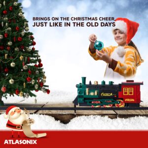 Christmas Train Set for Under The Tree with Lights, and Sounds - Holiday Train Around Christmas Tree w/Large Tracks | Battery Operated Electric Train Set with 160 Inches of Track and 2 Xmas Elves