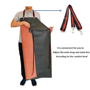 Thick Rubber Apron, 47.2 Inch x 33.5 Inch Waterproof Apron, Long Chemical Resistant Apron, Adjustable Work Aprons for DishWashing, Cleaning Fish, Gardening, Lab Work, Butcher and Dog Grooming, Grey