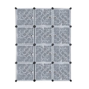 DESIGNSCAPE3D DIY 12 Cube Storage Organizer, Plastic Storage Cabinet with Doors, Ideal for Bedroom Living Room Office