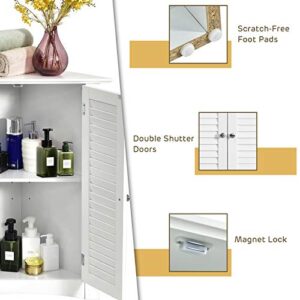 Tangkula Bathroom Corner Cabinet, Storage Cabinet w/Double Shutter Doors & Adjustable Shelf, Freestanding Floor Cabinet for Bathroom Living Room, 13 x 25.5 x 31.5 Inch (White)