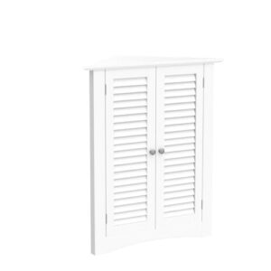 Tangkula Bathroom Corner Cabinet, Storage Cabinet w/Double Shutter Doors & Adjustable Shelf, Freestanding Floor Cabinet for Bathroom Living Room, 13 x 25.5 x 31.5 Inch (White)