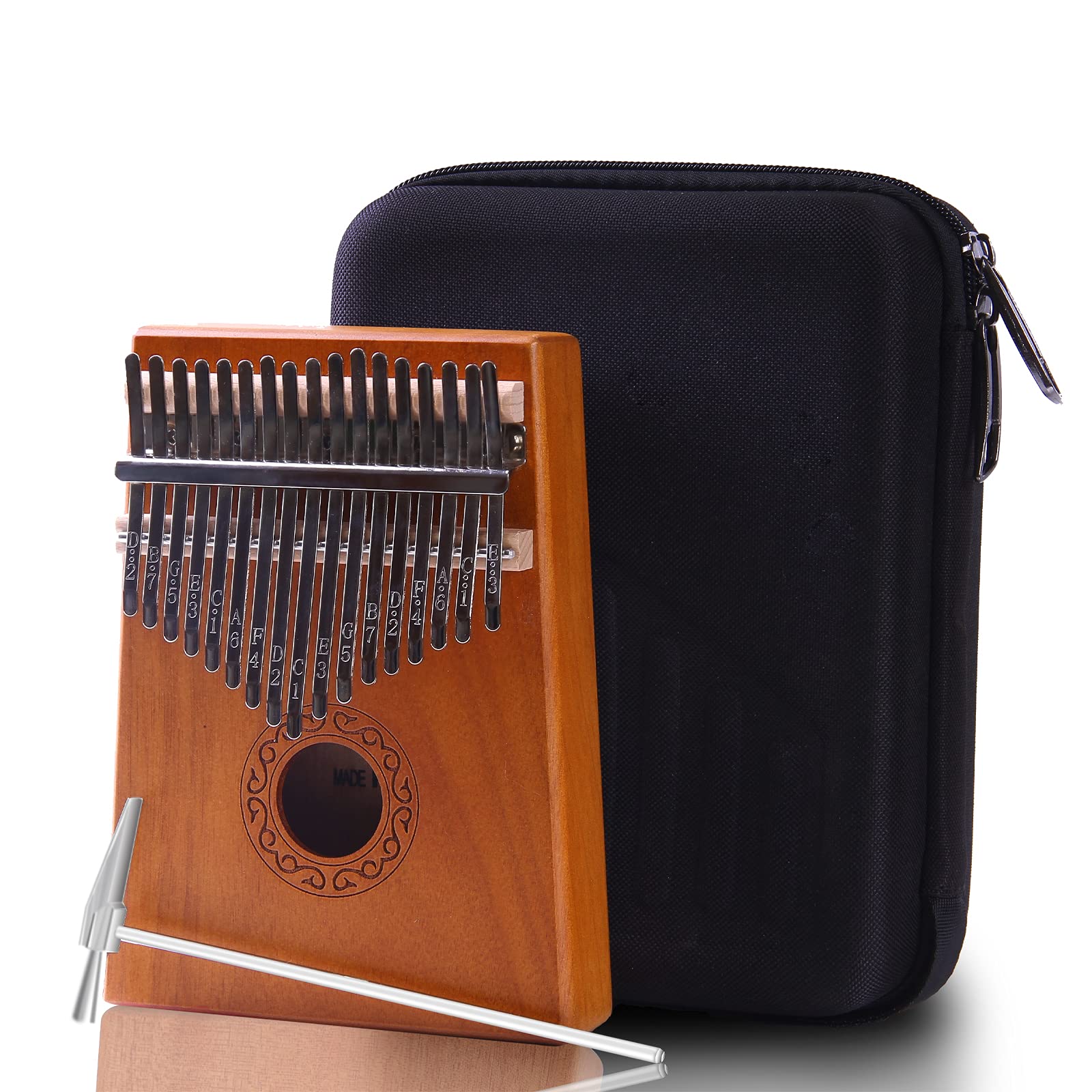 Kalimba Thumb Piano with Box Kalimba 17 Keys Finger Piano Gifts for Kids Adult Beginners African Solid Mahogany Wood Mbira Sanza Portable Musical Instrument with Tune Hammer and Study Instruction