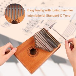 Kalimba Thumb Piano with Box Kalimba 17 Keys Finger Piano Gifts for Kids Adult Beginners African Solid Mahogany Wood Mbira Sanza Portable Musical Instrument with Tune Hammer and Study Instruction