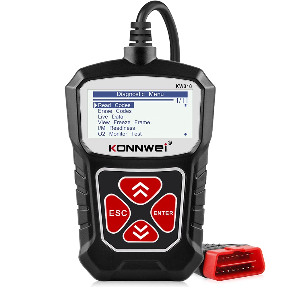 KONNWEI KW310 OBD2 Scanner Full OBDII Functions 10 Modes Car Engine Diagnostic Scanner Tool for All 1996 and Newer Cars (Black)