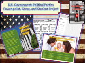 u.s. government: political parties power-point, game, & student project (distance learning compatible)