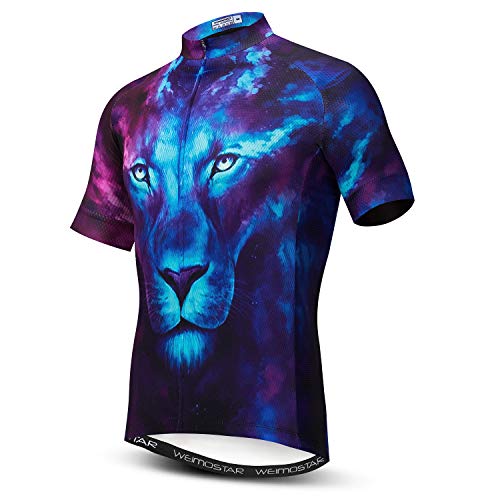 3D Lion Animal Men's Cycling Jersey Bike Shirt Quick-Dry Reflective,3-Pockets,S-3XL