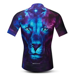 3D Lion Animal Men's Cycling Jersey Bike Shirt Quick-Dry Reflective,3-Pockets,S-3XL