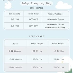 Owlivia Baby Sleep Sack Organic Cotton Sleeping Bag with 2-Way Zipper,100% Organic Cotton Wearable Blanket,Unisex Sleep Sack(Gray Rabbit, 18-24 Months)