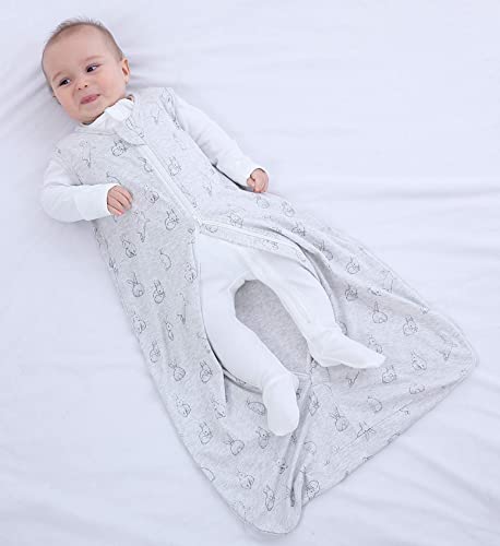 Owlivia Baby Sleep Sack Organic Cotton Sleeping Bag with 2-Way Zipper,100% Organic Cotton Wearable Blanket,Unisex Sleep Sack(Gray Rabbit, 18-24 Months)